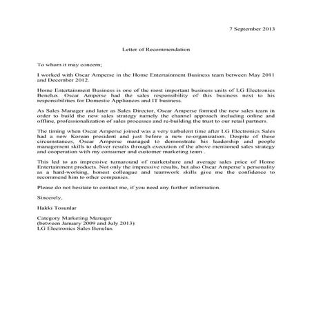 Recommendation Letter Oscar Amperse | DOC