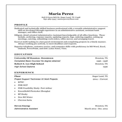 Maria Smith Resume | DOC