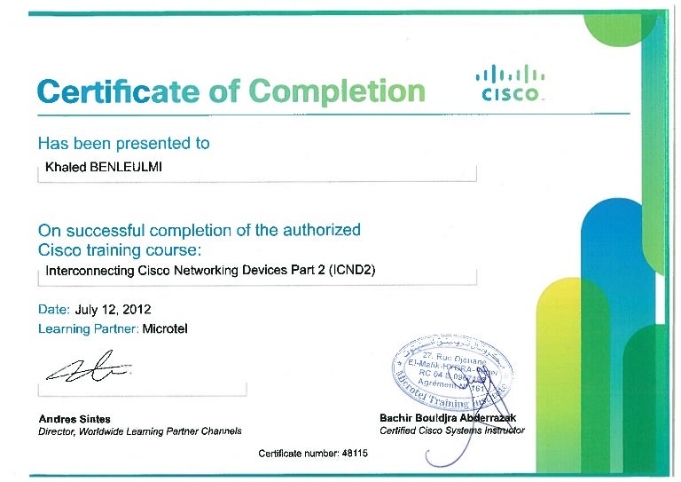 Certificate Interconnecting Cisco Networking Devices Part 2 Icnd2…