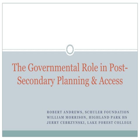 B15 The Governmental Role in Post-Secondary Planning & Access | PPTX ...