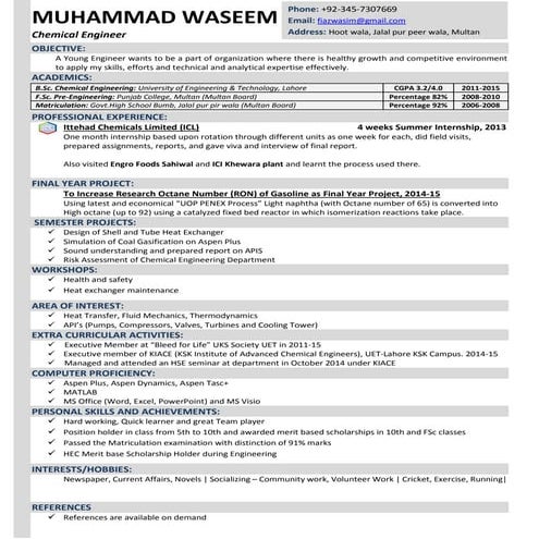 waseem fiaz (resume) | PDF