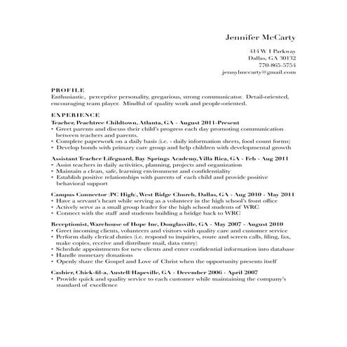 Jennifer McCarty Resume 2015 pdf | PDF