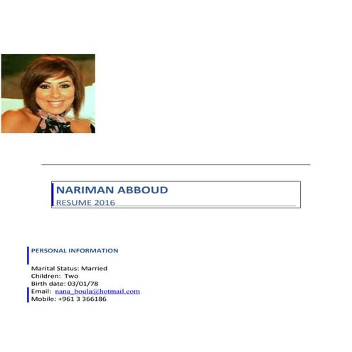 Narimane Abboud - Resume-updated 2016 | DOC
