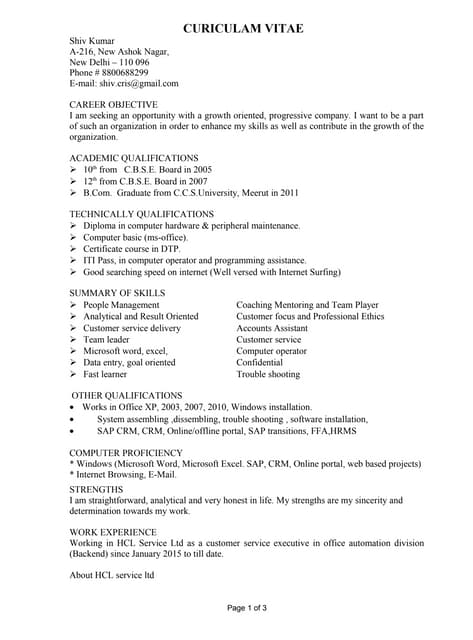 Chronological resume | DOCX