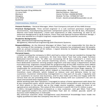 David Semple CV & CEng Cert | PDF