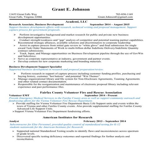 Grant Johnson Resume | DOC | Business Administration | Business