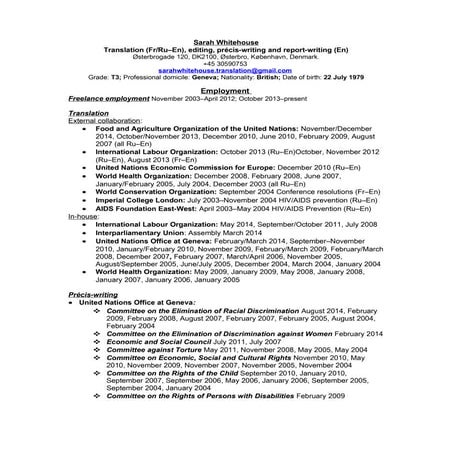 CV_SarahWhitehouse_January2015 | PDF