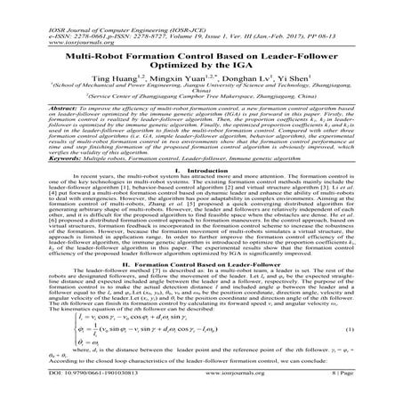 Multi-Robot Formation Control Based on Leader-Follower Optimized by the IGA | PDF