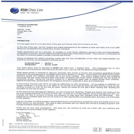 Increment Letter-Senior | PDF