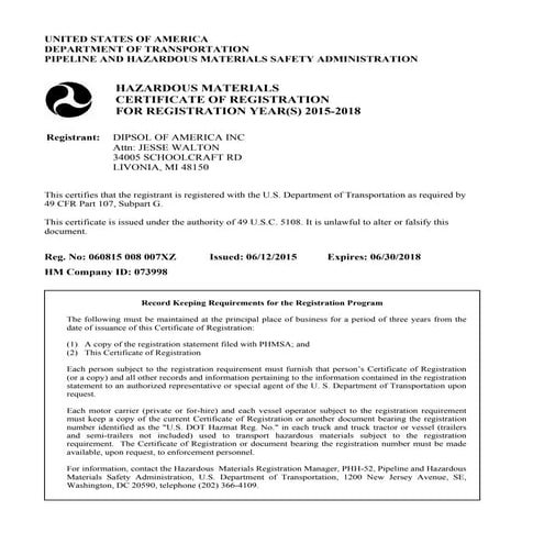 Department of Transportation- Hazardous Materials | PDF