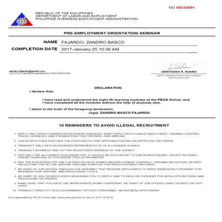 PEOS Certificate | PDF