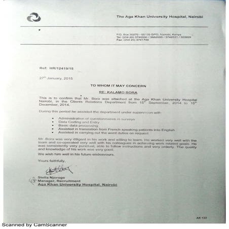 Recommendation letter from Aga khan hospital | PDF