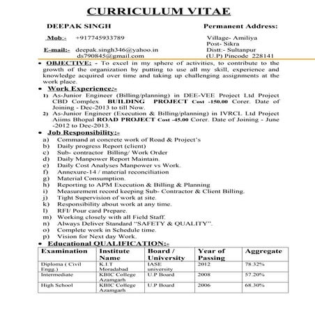 Cv of Deepak | PDF