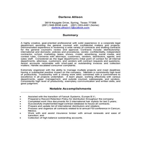 Darlene Allison-2017 resume | PDF