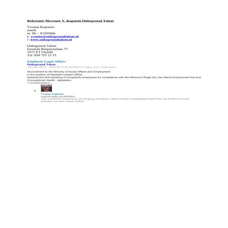 Referentie Mevrouw Y. Kopstein, Onbegrensd Talent | DOC