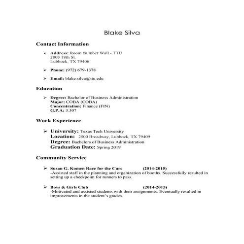 Blake Silva resume | PDF