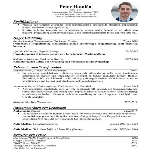 Peter Hamlén CV | PDF