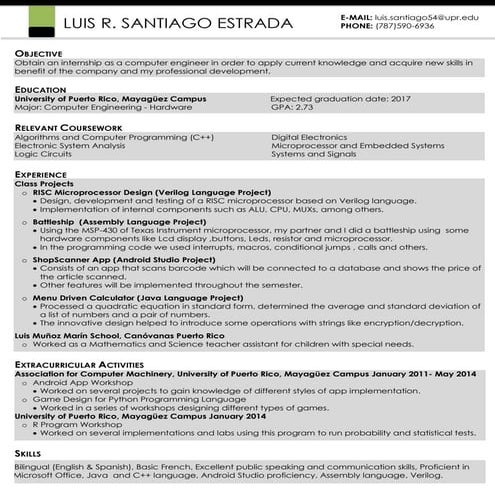 Luis R. Santiago Resume 2016 | PDF