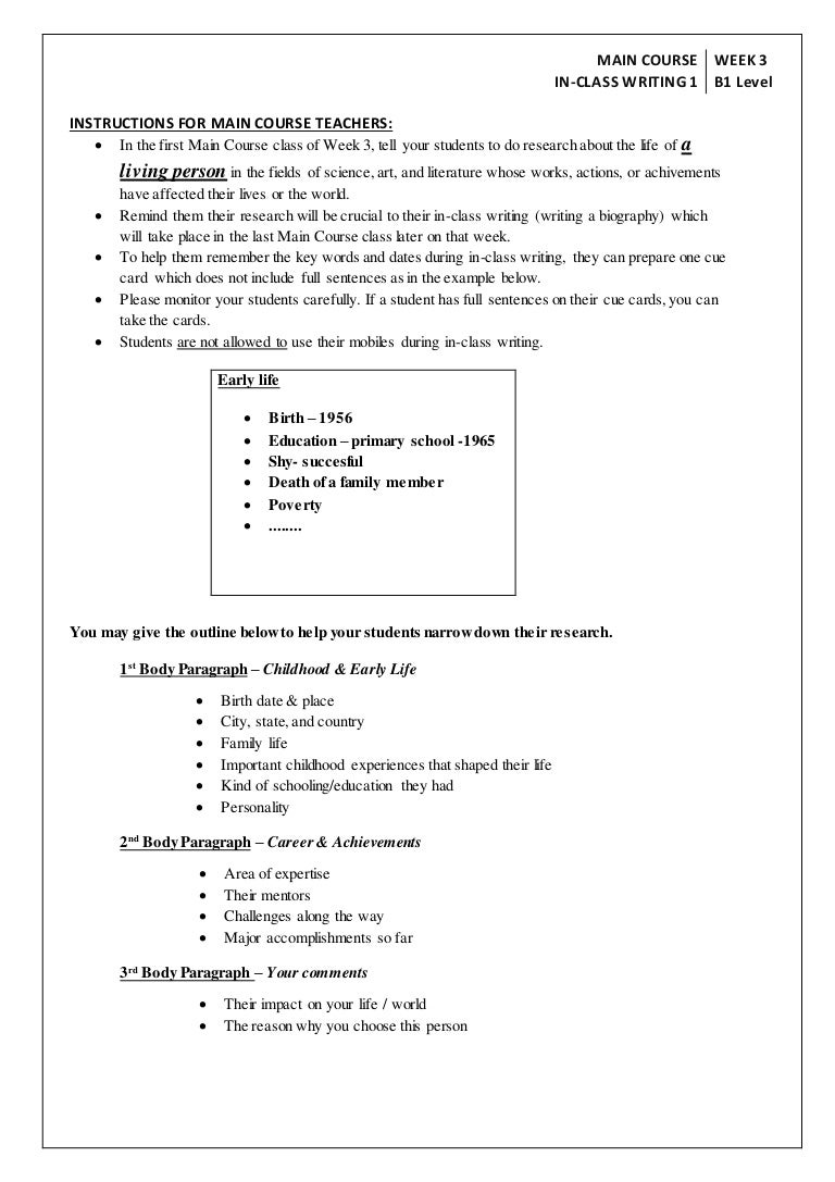 B1 in class writing 1