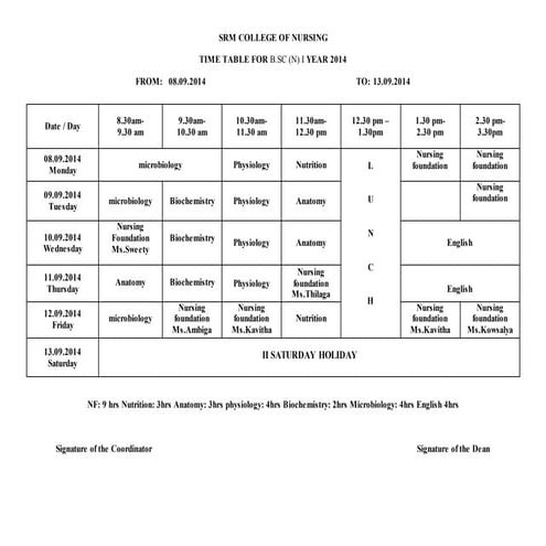B1 time table | DOCX