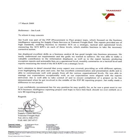 Reference Letter - Transnet 3 - Jan Lock | PDF