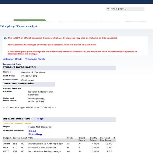 Academic Transcipt | PDF