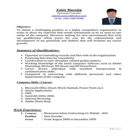 Zakir Hussain [CV] Up-date | PDF