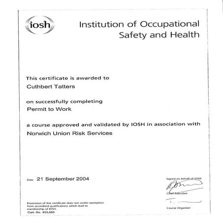 IOSH Permit to Work | PDF