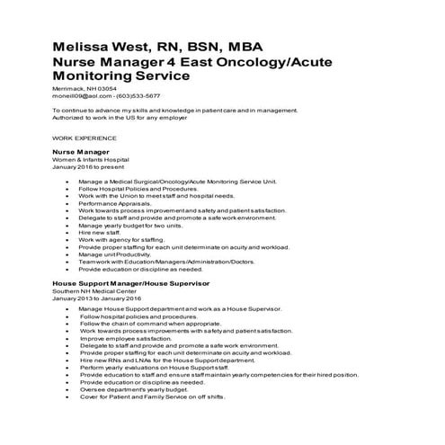 Melissa West Resume | DOCX