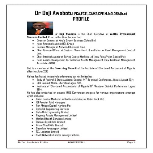 DEJI AWOBOTU Abridge Profile | PDF