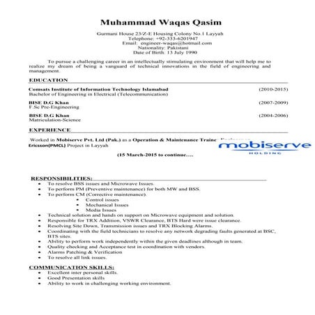 Waqas qasim New Cv | PDF