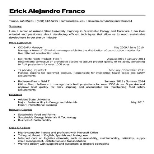 Erick Franco Resume Final Draft | PDF