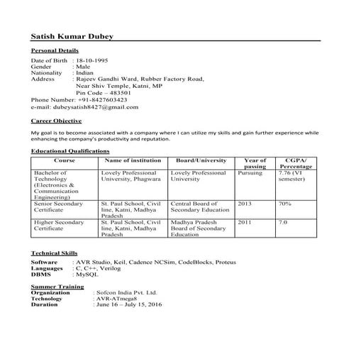 Satish_Dubey_cv_3 | PDF