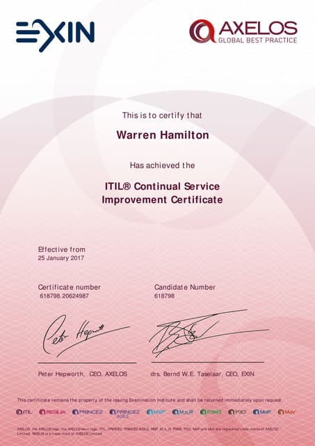 ITIL CERTIFICATE | PDF