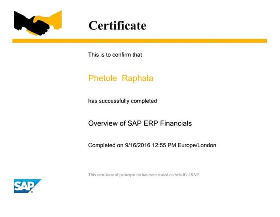 My SAP Overview Certificate | PDF