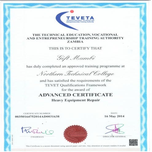 TEVETA CERTIFICATE | PDF