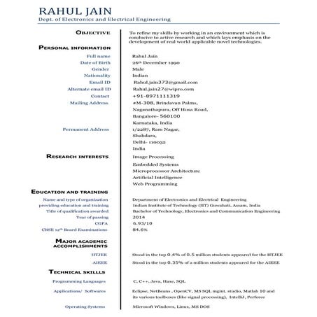 Rahul_Jain_Resume_ECE_IITGuwahati_PE_Wipro | PDF