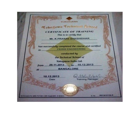 CERTIFICATE OF TECHNICAL TRAINING | PDF