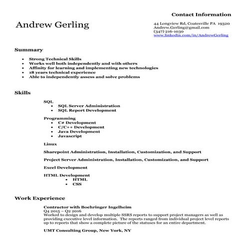 McLean E Bulmer Resume | PDF