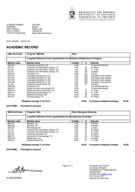 transcript of records ERASMUS | PDF