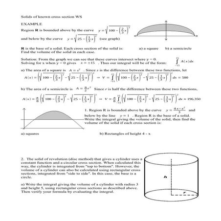 Solids of known cross section WS | PDF