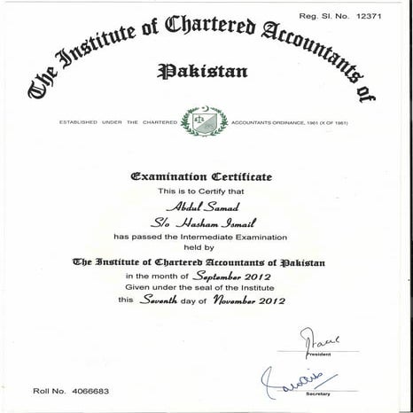 CA Intermediate Certificate | PDF