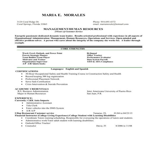 Maria Morales Resume 2015 | DOC