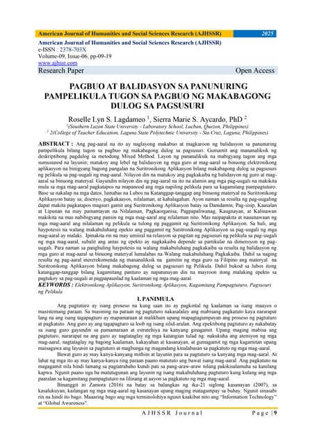MGA HAMON SA PAGTUTURO NG MGA GURO SA ASIGNATURANG FILIPINO SA PANAHON NG NEW NORMAL SA STATE ...