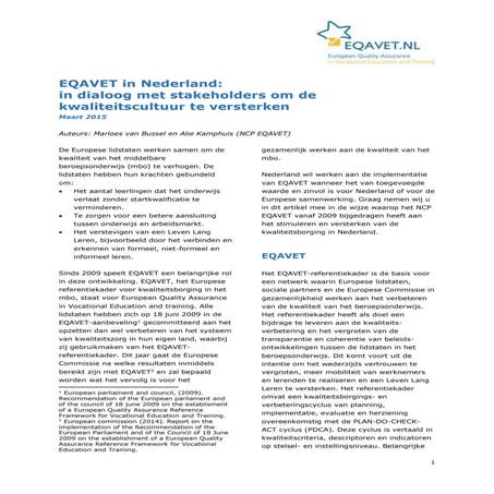 EQAVET in Nederland | PDF