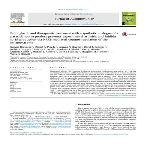 Experimental animal models of rheumatoid arthritis. | PPTX