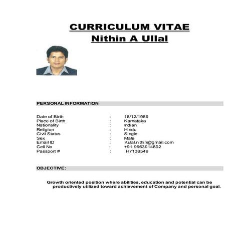 Nithin CV 2015 | DOCX