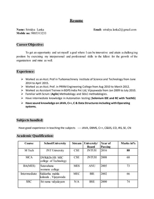 Resume format | PDF