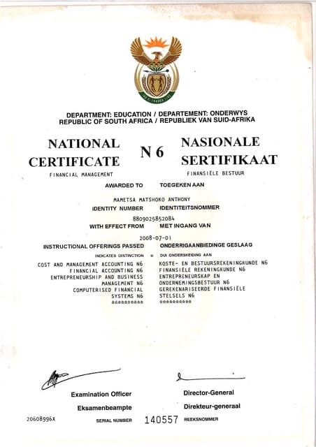 N5 CERTIFICATE | PDF