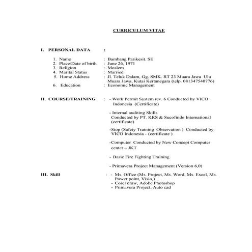 CV new Bambang | PDF